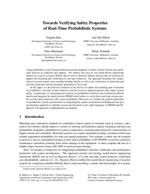 (PDF) Creative Commons Attribution License. Towards Verifying Safety Properties of Real-Time ...