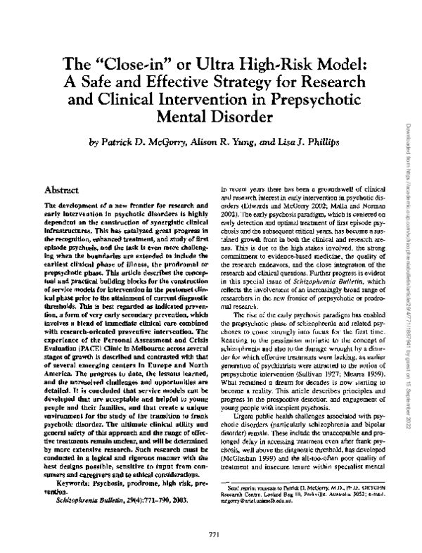 (PDF) The "Close-in" or Ultra High-Risk Model: A Safe and Effective ...