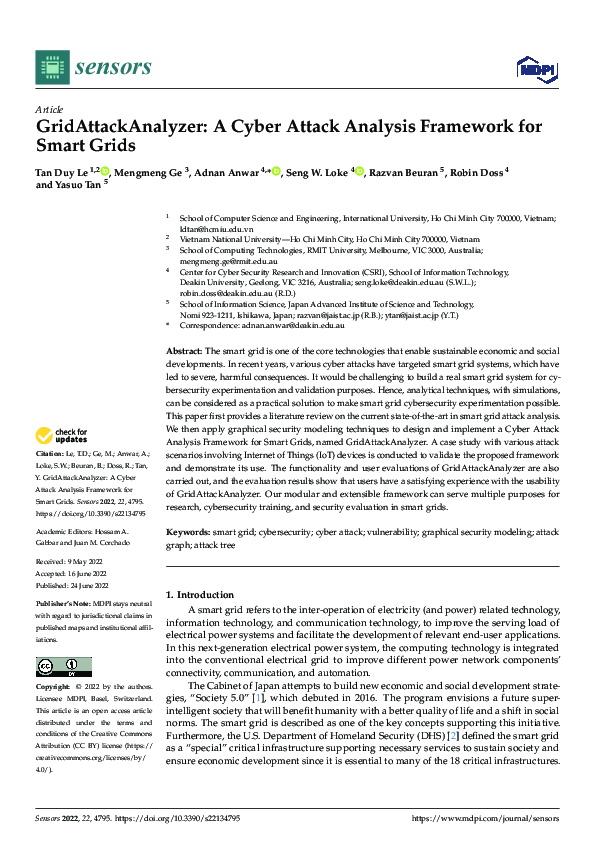 (PDF) GridAttackAnalyzer: A Cyber Attack Analysis Framework for Smart Grids