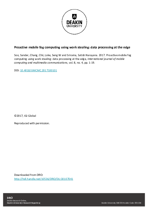 (PDF) Proactive Mobile Fog Computing using Work Stealing