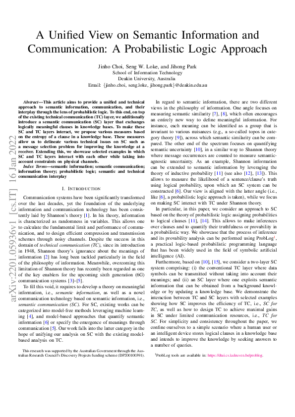 (PDF) A Unified View on Semantic Information and Communication: A ... (PDF) A Unified View on Semantic Information and Communication: A ...