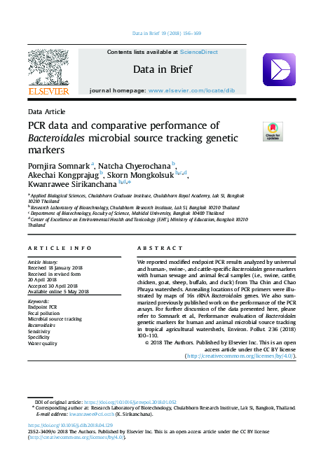 (PDF) PCR data and comparative performance of Bacteroidales microbial ...