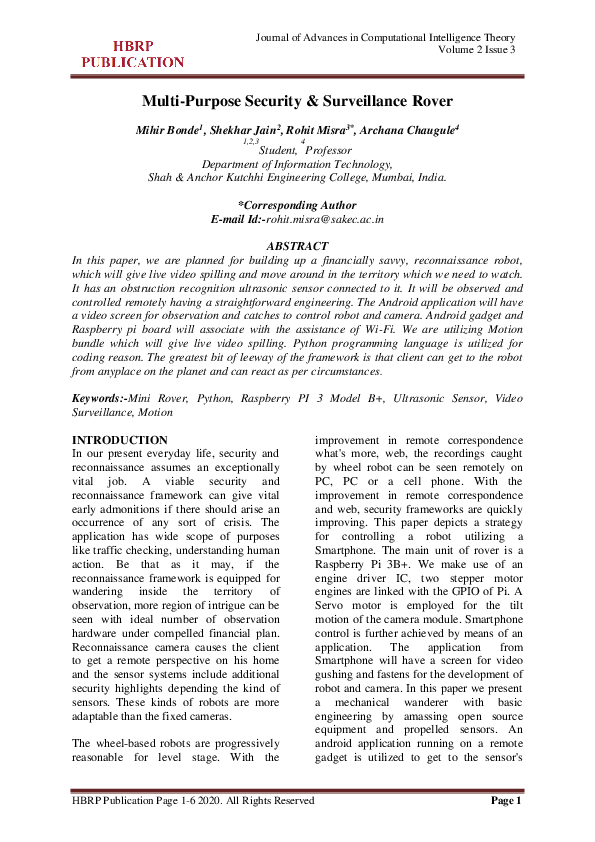 (PDF) Multi-Purpose Security & Surveillance Rover