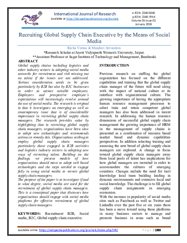 (PDF) Recruiting Global Supply Chain Executive by the Means of Social Media
