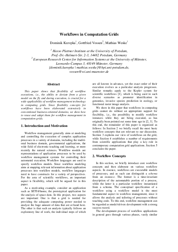 (PDF) Workflows in Computation Grids