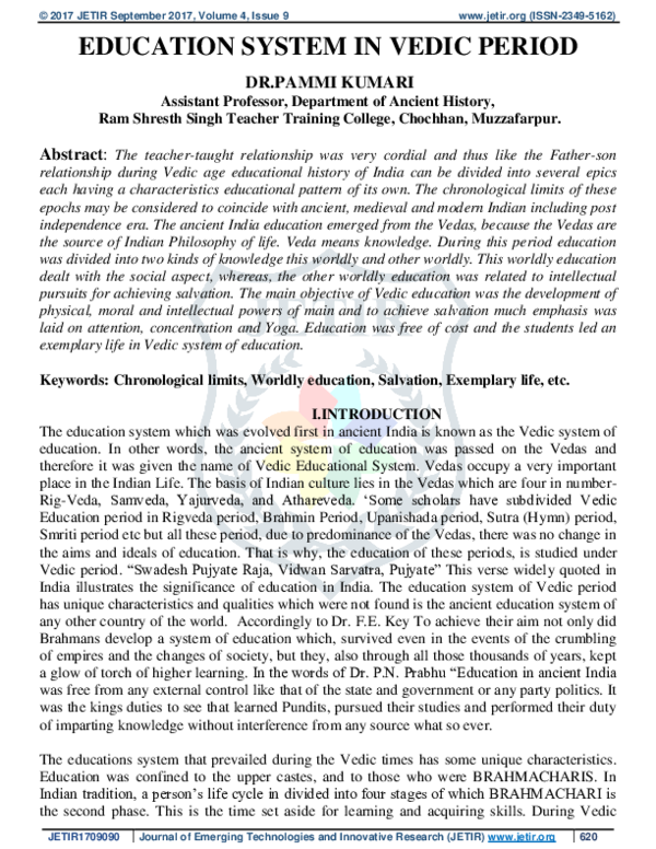 (PDF) Education System in Vedic Period