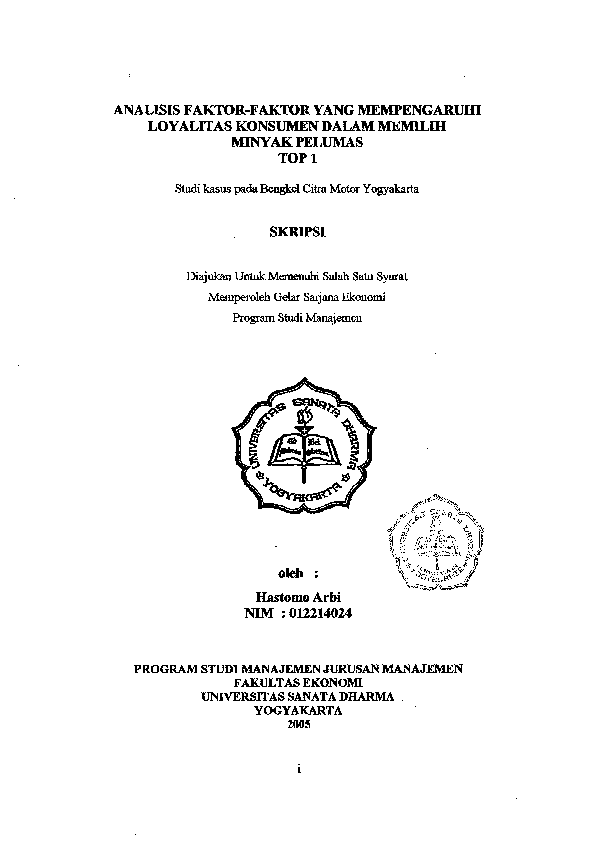 (PDF) Analisis faktor-faktor yang mempengaruhi loyalitas konsumen dalam memilih minyak pelumas ...