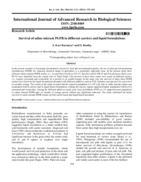 (PDF) Research Article Survival of saline tolerant PGPR in different ...