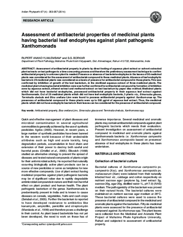 (PDF) Assessment of antibacterial properties of medicinal plants having bacterial leaf ...
