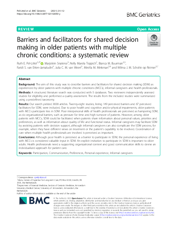 (PDF) Barriers and facilitators for shared decision making in older ...