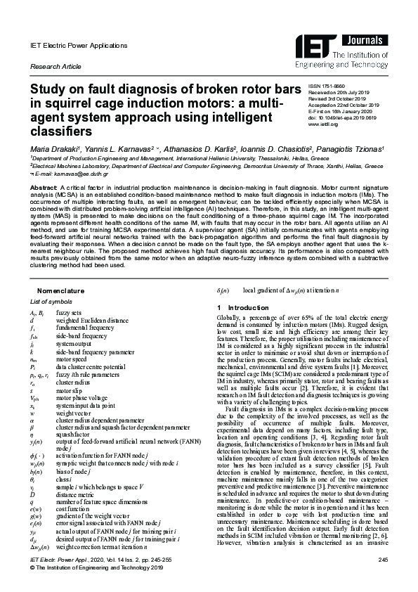 (PDF) Study on fault diagnosis of broken rotor bars in squirrel cage induction motors: a multi ...