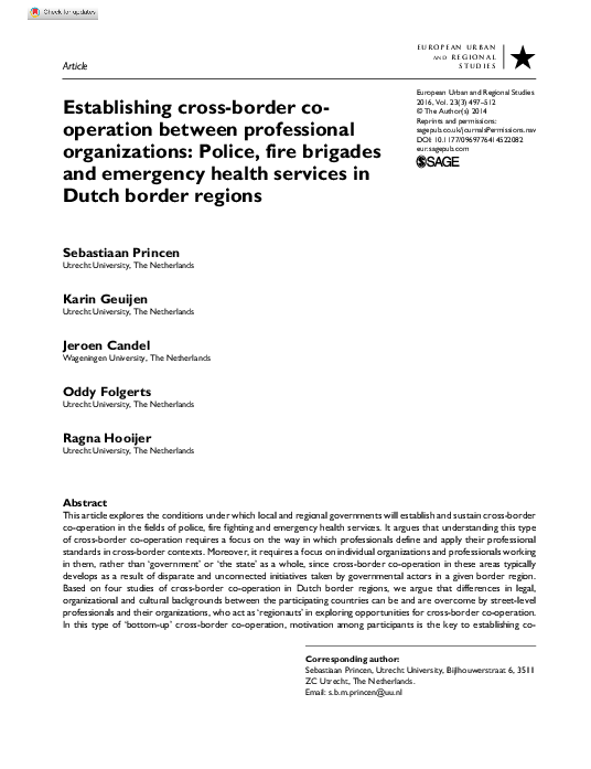 (PDF) Establishing cross-border co-operation between professional ...