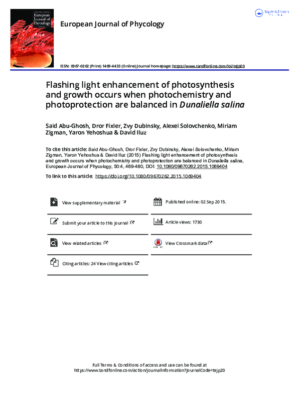 (PDF) Flashing light enhancement of photosynthesis and growth occurs ...