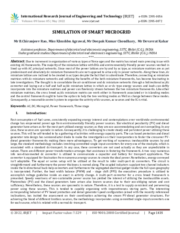 (PDF) SIMULATION OF SMART MICROGRID