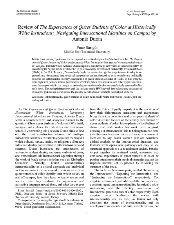 (PDF) Review of The Experiences of Queer Students of Color at ...