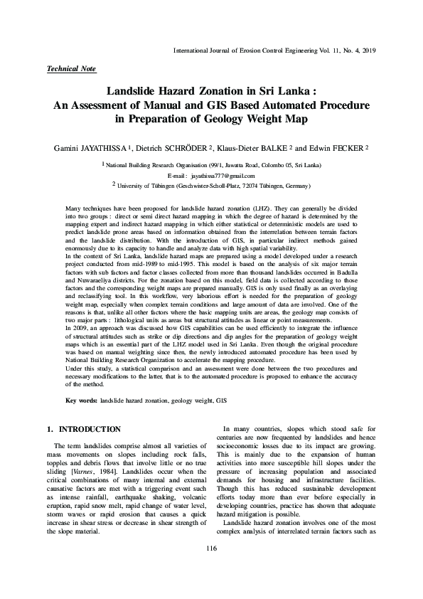 (PDF) Landslide Hazard Zonation in Sri Lanka: An Assessment of Manual and GIS Based Automated ...