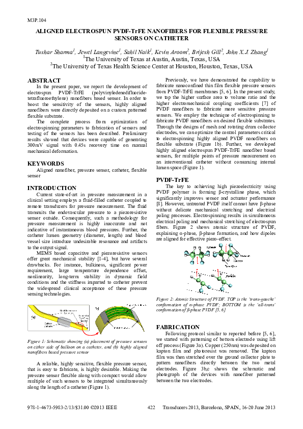 (PDF) Aligned electrospun PVDF-TrFE nanofibers for flexible pressure sensors on catheter