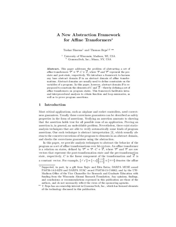 (PDF) A new abstraction framework for affine transformers