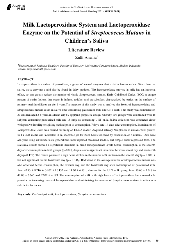 (PDF) Milk Lactoperoxidase System and Lactoperoxidase Enzyme on the ...
