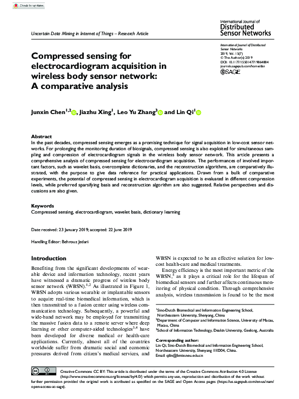 (PDF) Compressed sensing for electrocardiogram acquisition in wireless body sensor network: A ...