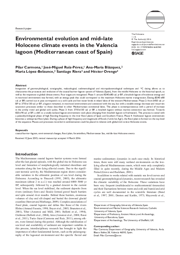 (PDF) Environmental evolution and mid–late Holocene climate events in ...