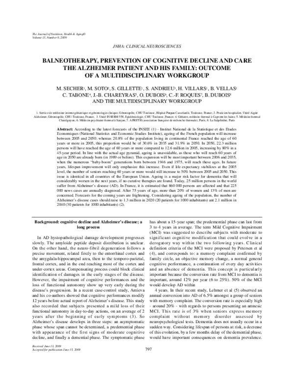 (PDF) Balneotherapy, prevention of cognitive decline and care the ...