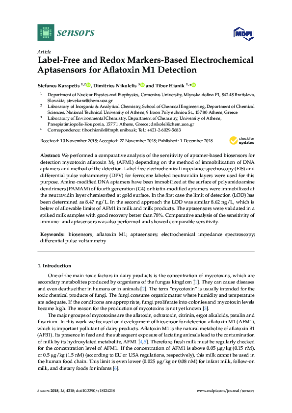 (PDF) Label-Free and Redox Markers-Based Electrochemical Aptasensors ...