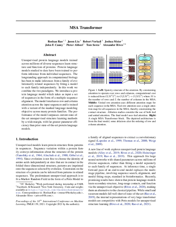 (PDF) MSA Transformer