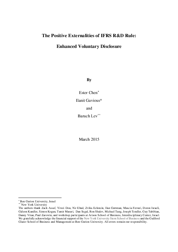 (PDF) The Positive Externalities of IFRS R&D Rule: Enhanced Voluntary ...