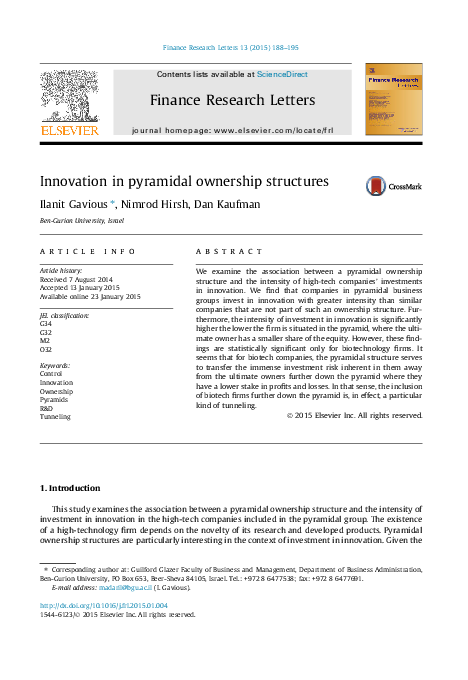 (PDF) Innovation in Pyramidal Ownership Structures