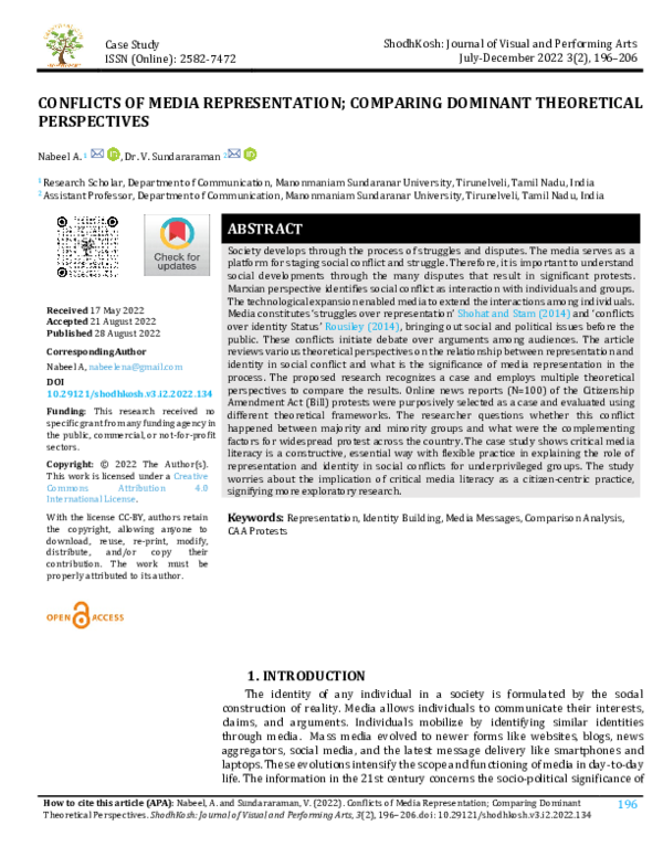 (PDF) Conflicts of Media Representation; Comparing Dominant Theoretical ...