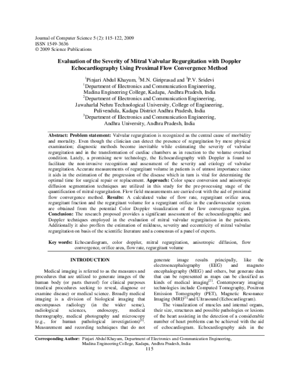 (PDF) Evaluation of the Severity of Mitral Valvular Regurgitation with Doppler Echocardiography ...