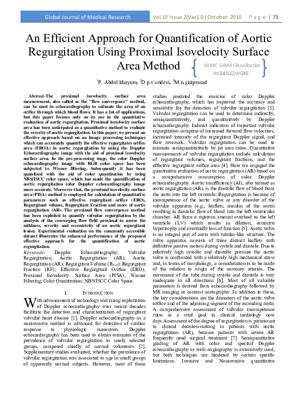 (PDF) An efficient approach for quantification of aortic regurgitation using proximal ...