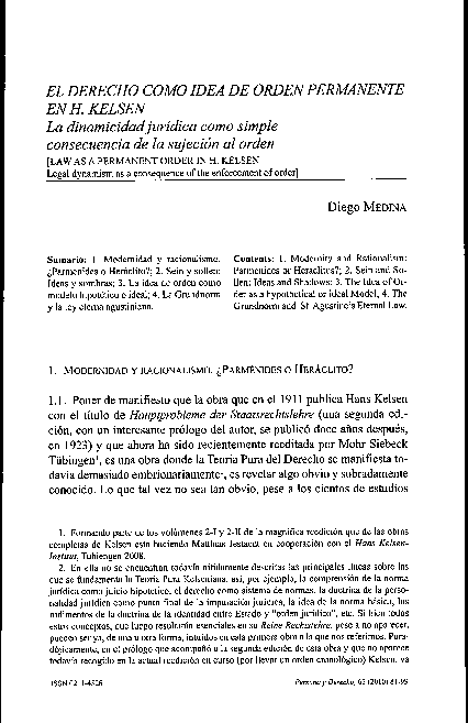 (PDF) El derecho como idea de orden permanente en H. Kelsen: la ...