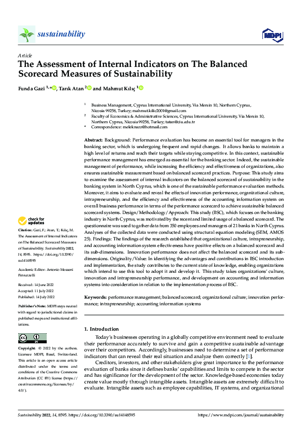 (PDF) The Assessment of Internal Indicators on The Balanced Scorecard ...
