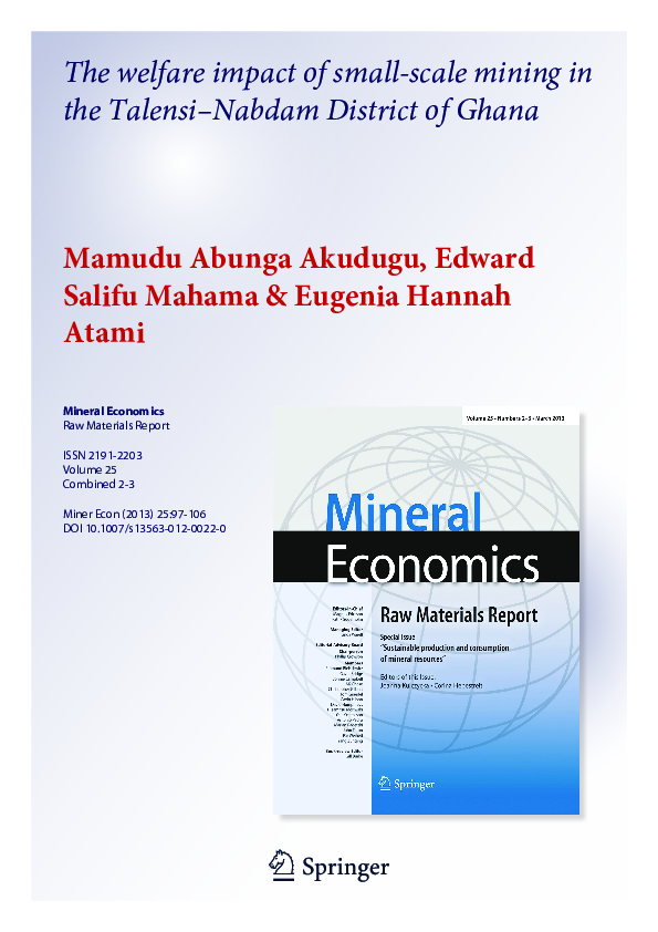 (PDF) The welfare impact of small-scale mining in the Talensi–Nabdam ...