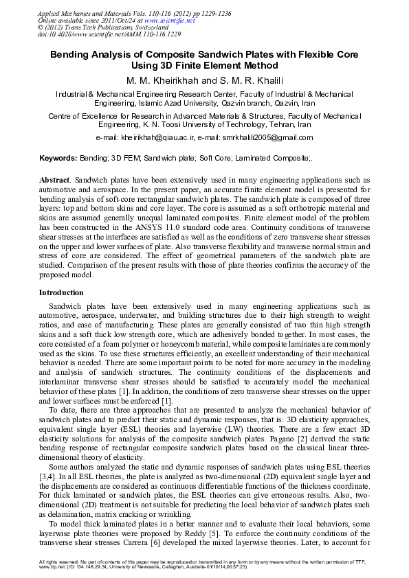 Pdf Bending Analysis Of Composite Sandwich Plates With Flexible Core
