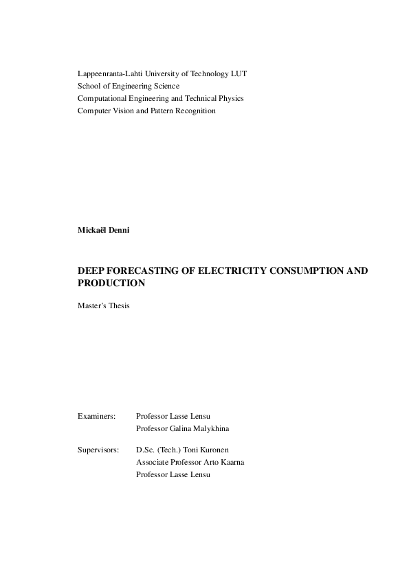 Pdf Deep Forecasting Of Electricity Consumption And Production