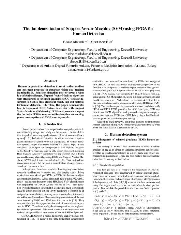 Pdf The Implementation Of Support Vector Machine Svm Using Fpga For