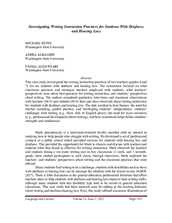 (PDF) Investigating Writing Instruction Practices for Students With ...