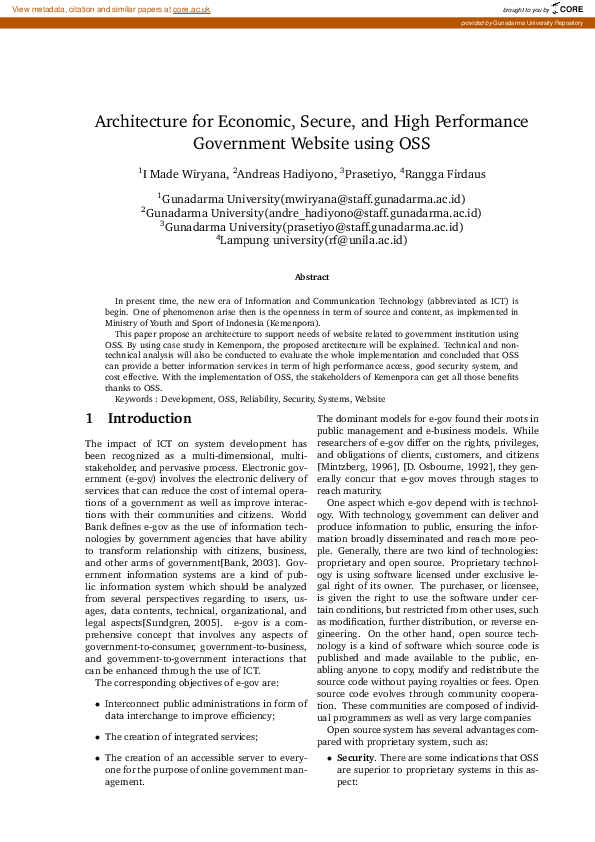 (PDF) Architecture for Economic, Secure, and High Performance ...