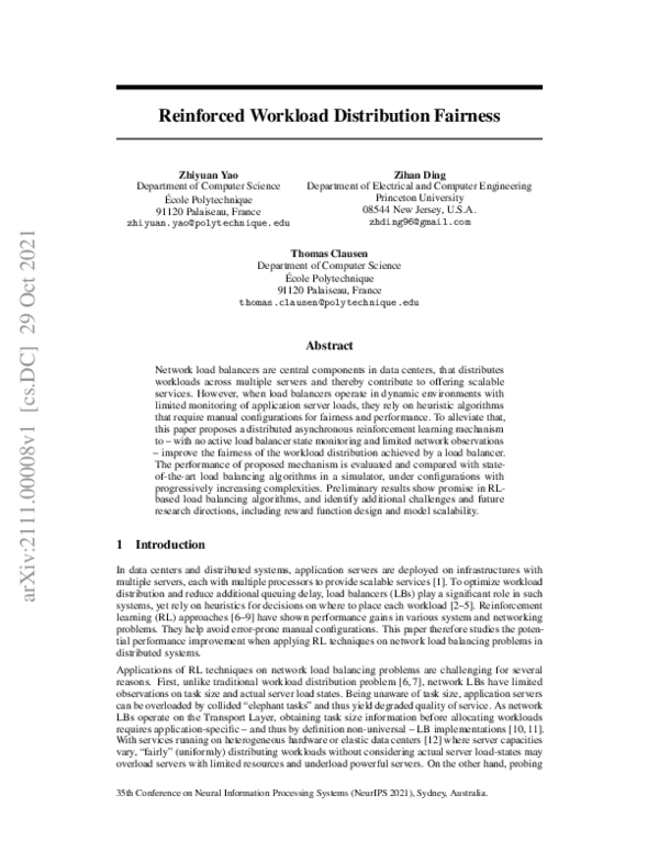 (PDF) Reinforced Workload Distribution Fairness