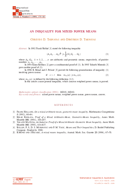(PDF) An inequality for mixed power means