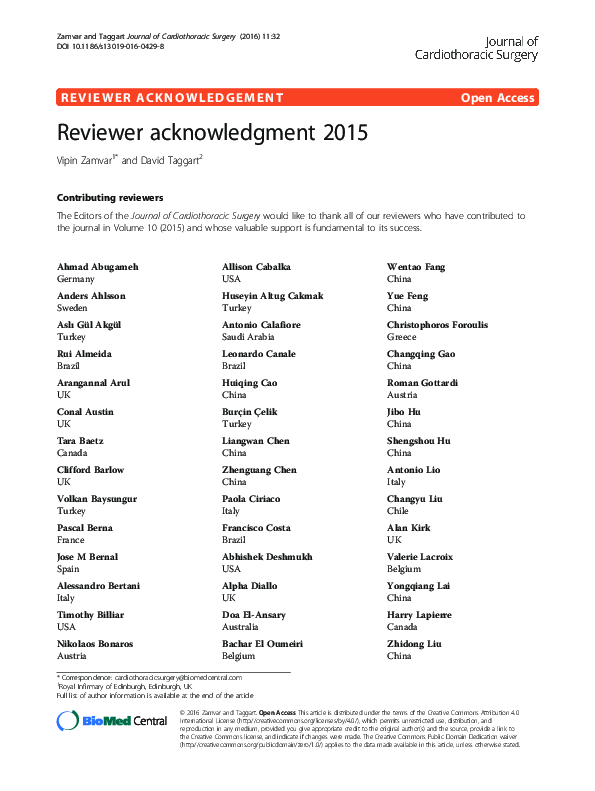 (PDF) Reviewer Acknowledgment