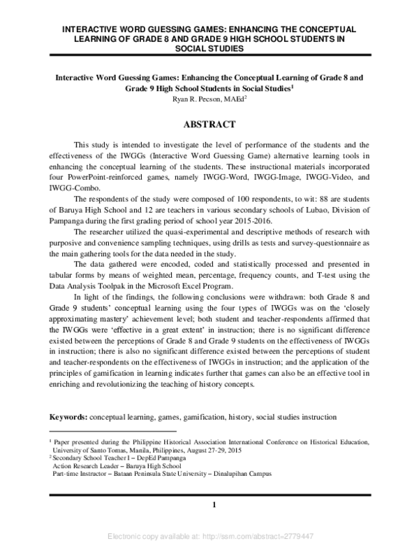 (PDF) Interactive Word Guessing Games: Enhancing the Conceptual ...