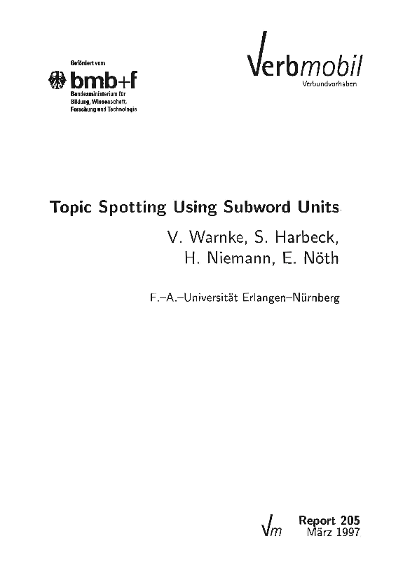 (PDF) Topic Spotting Using Subword Units