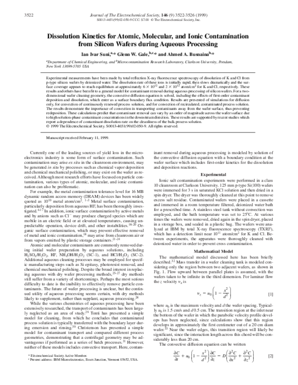 (PDF) Dissolution Kinetics for Atomic, Molecular, and Ionic ...