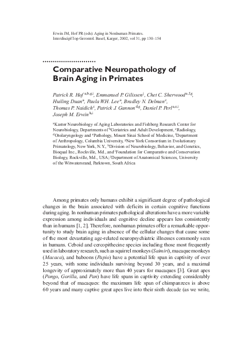 (PDF) Comparative Neuropathology of Brain Aging in Primates