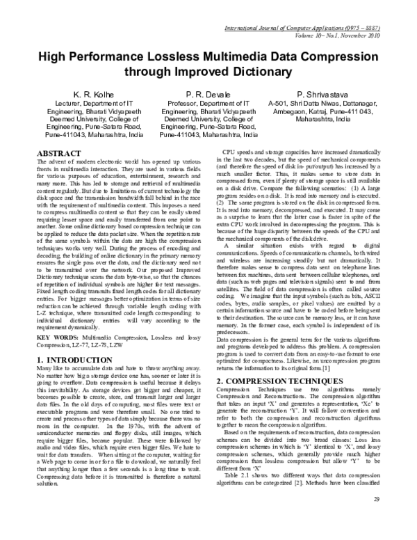 (PDF) High Performance Lossless Multimedia Data Compression through ...