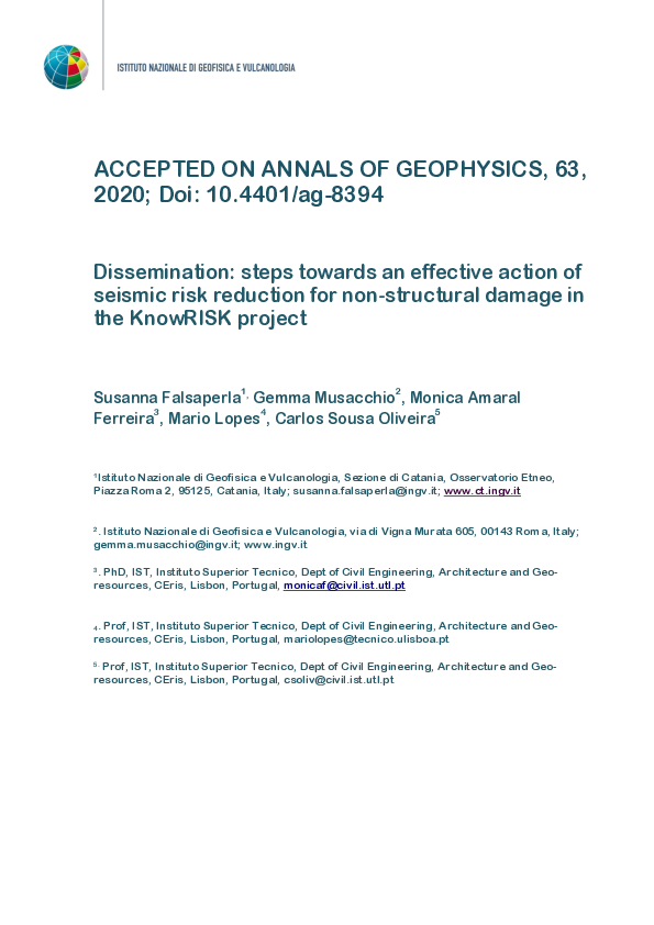 (PDF) Dissemination: Steps Towards an Effective Action of Seismic Risk ...